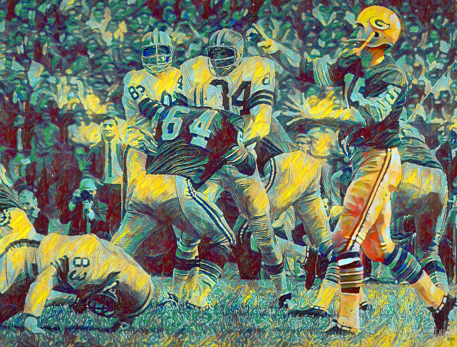 1966 Green Bay Packers Bart Starr Art by Row One Brand Wall Art