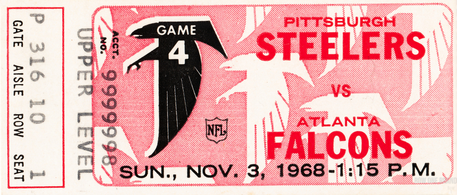 1968 Atlanta Falcons vs. Pittsburgh Steelers Ticket Art by Row One ...