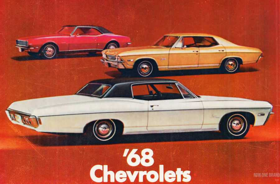 1968 Chevrolet Car Ad Remix Art Metal Sign by Row One Brand Wall Art
