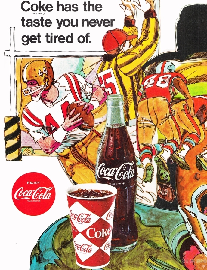 1969 Coke Football Ad Poster by Row One Brand Wall Art