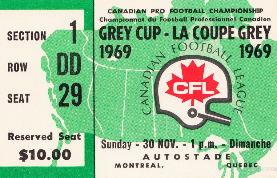 1969 Grey Cup Football Ticket Canvas by Row One Brand Wall Art