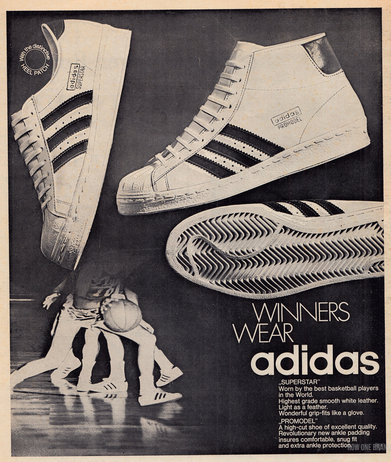 1970 Adidas Shoe Ad Poster by Row One Brand Wall Art