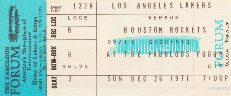 1971 Houston Rockets vs. LA Lakers Ticket Stub Art by Row One Brand ...