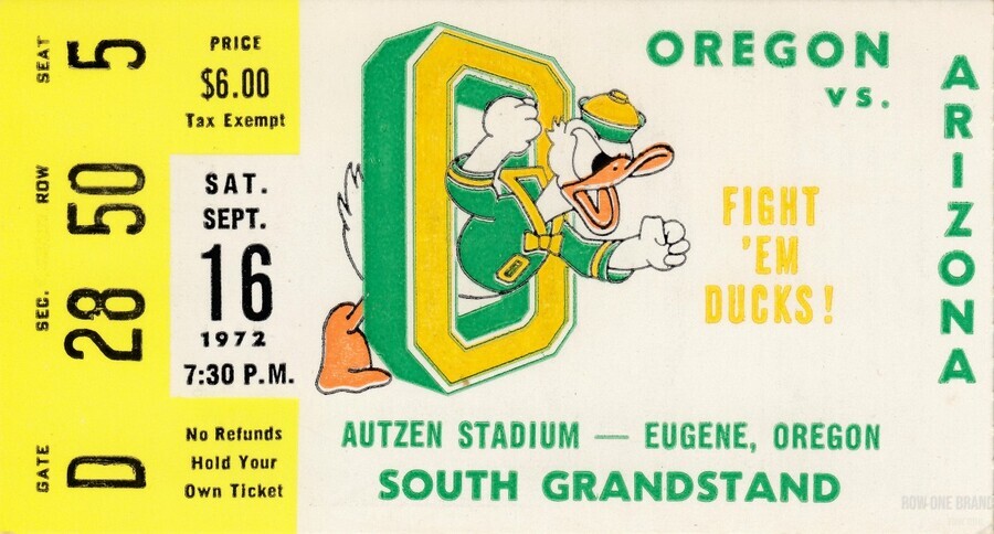 1972_College_Football_Oregon vs. Arizona_Autzen Stadium_Oregon Duck ...