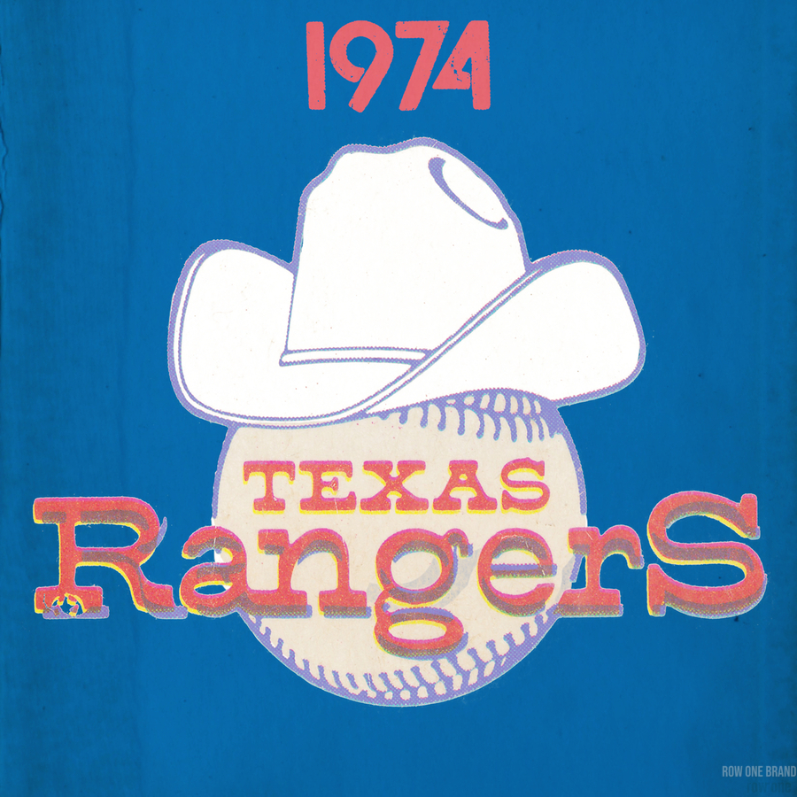 1974 Texas Rangers Retro Baseball Poster by Row One Brand Wall Art