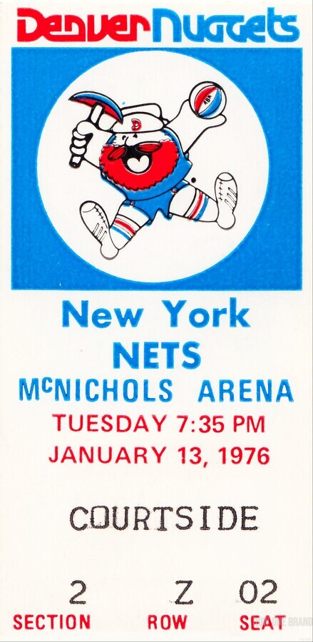 1976 denver nuggets vintage ticket stub art by Row One Brand Wall Art