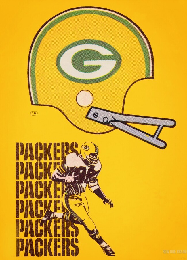 1976 Green Bay Packers Football Art by Row One Brand Wall Art