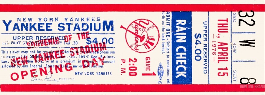 1976 new york yankees yankee stadium ticket stub art poster by Row One ...