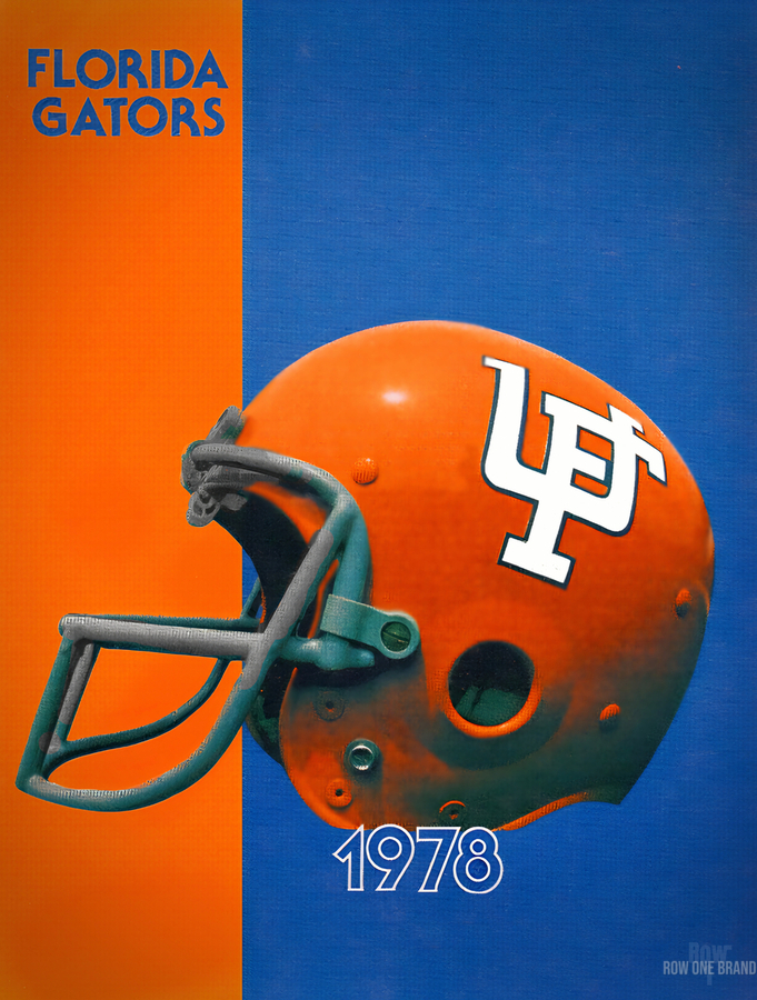 1978 Florida Gators Throwback Helmet Art by Row One Brand Wall Art