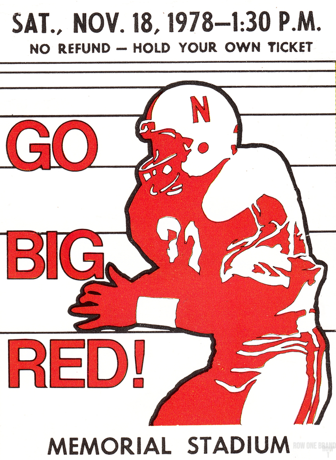 1978 Nebraska Cornhuskers Football Ticket Art by Row One Brand Wall Art