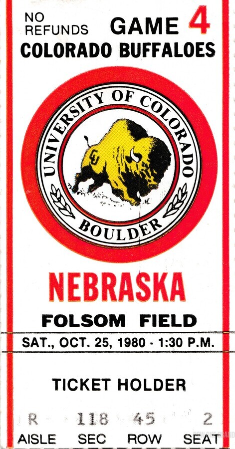 1980 Colorado vs. Nebraska Football Ticket Art by Row One Brand Wall Art