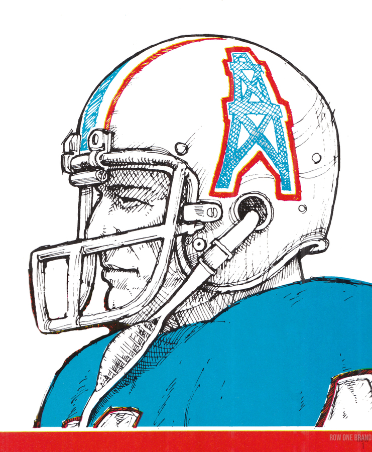 1980 Houston Oilers Football Player Art by Row One Brand Wall Art