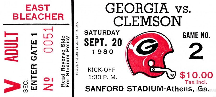 1980 Georgia Ticket Stub on Wood by Row One Brand Wall Art