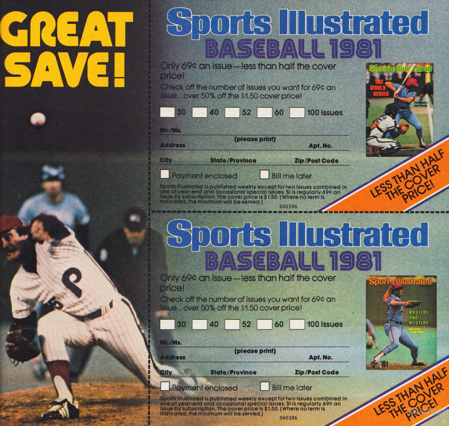 1981 Sports Illustrated Baseball Ad Poster by Row One Brand Wall Art