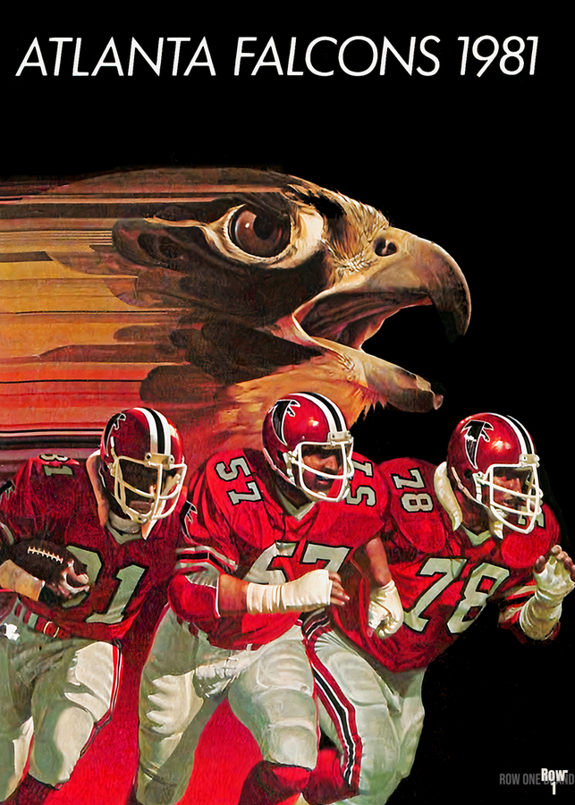 1981 Atlanta Falcons Throwback Football Art by Row One Brand Wall Art
