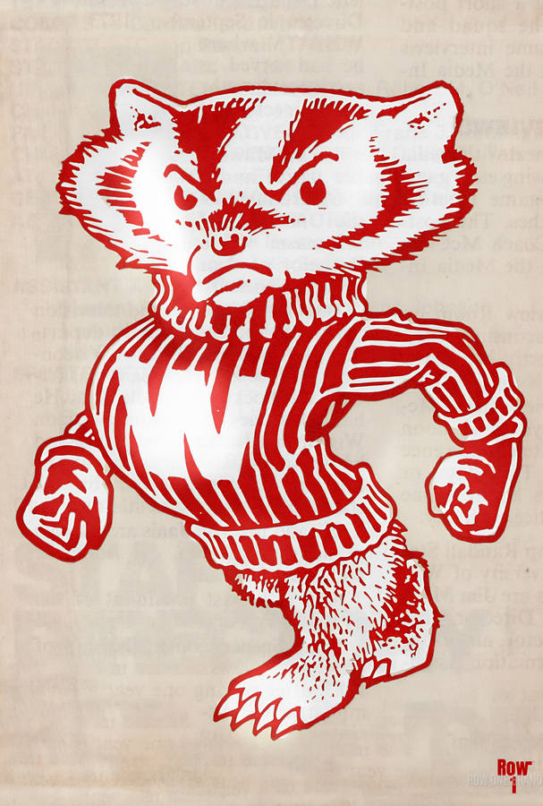 1984 Wisconsin Bucky Badger Cartoon Art by Row One Brand Wall Art