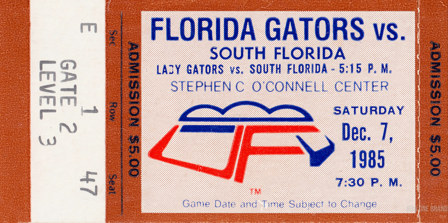 1985 Florida Gators Basketball Ticket Art by Row One Brand Wall Art