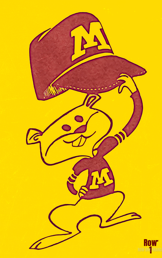 1985 Minnesota Gopher Cartoon Art by Row One Brand Wall Art