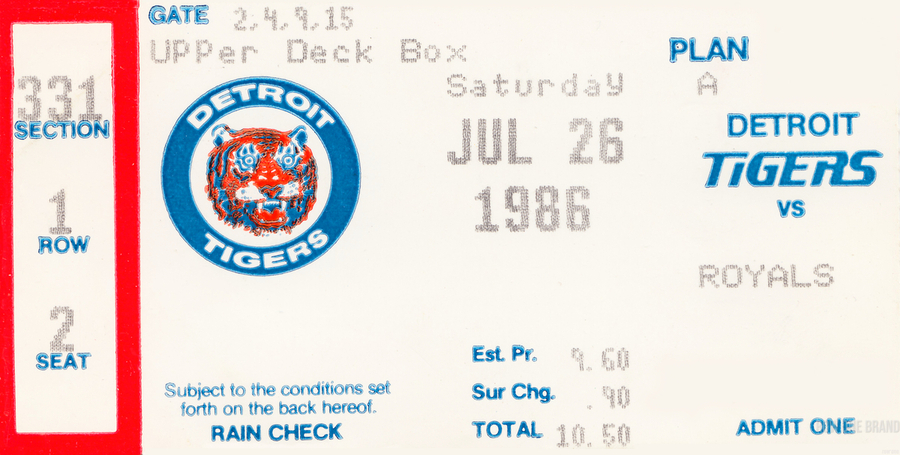 1986 Detroit Tigers Ticket Wall Art by Row One Brand Wall Art