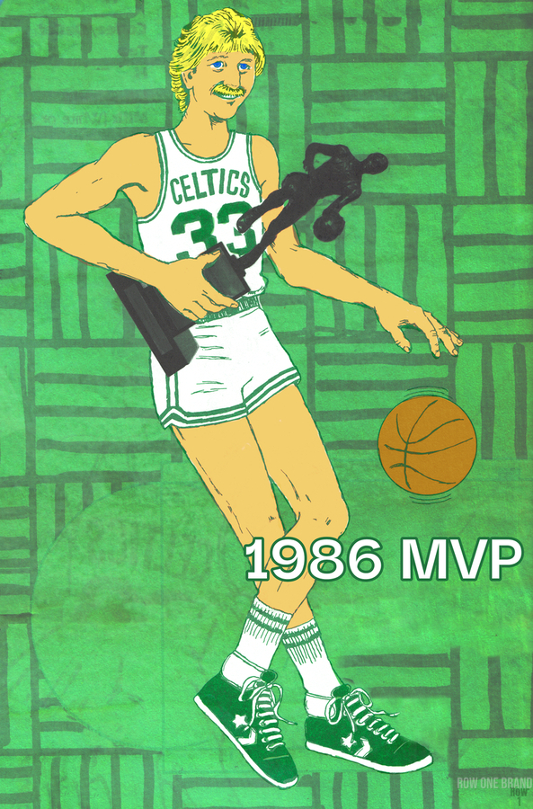 1986 Larry Bird MVP Art by Row One Brand Wall Art