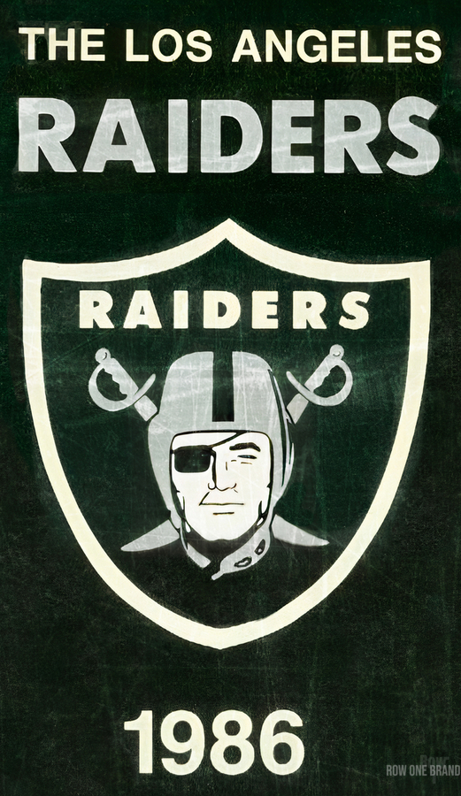 1986 LA Raiders Throwback Logo Art by Row One Brand Wall Art