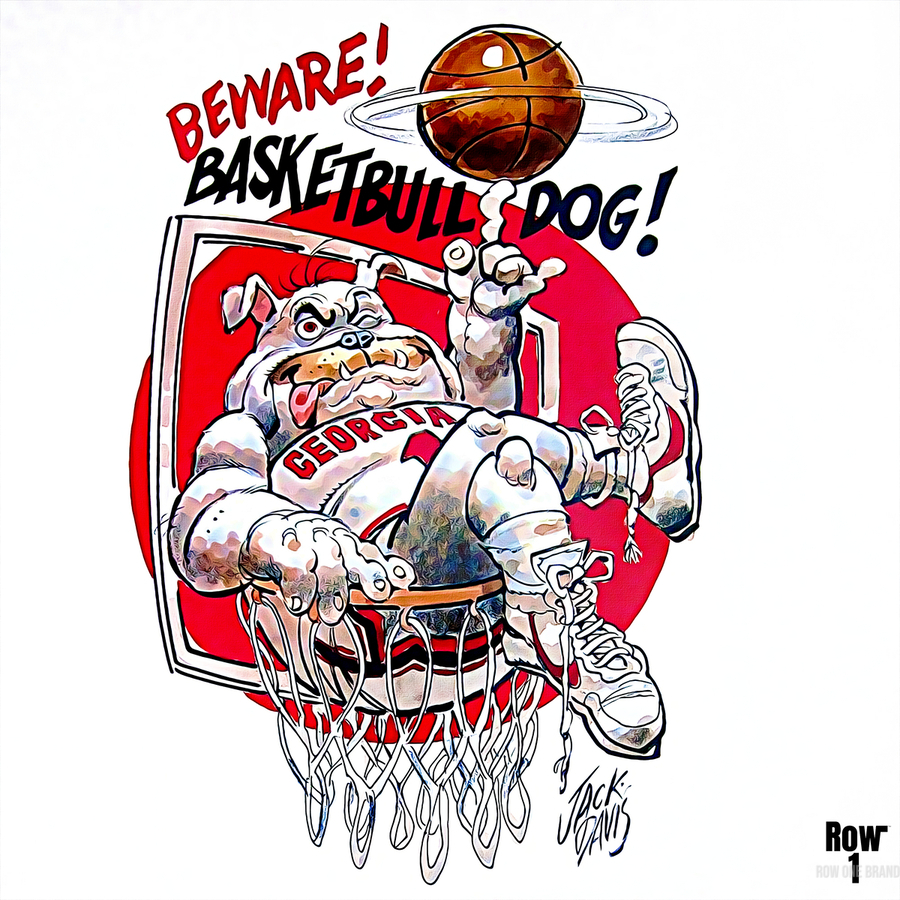 1987 Georgia Bulldog Basketball Art by Jack Davis by Row One Brand Wall Art