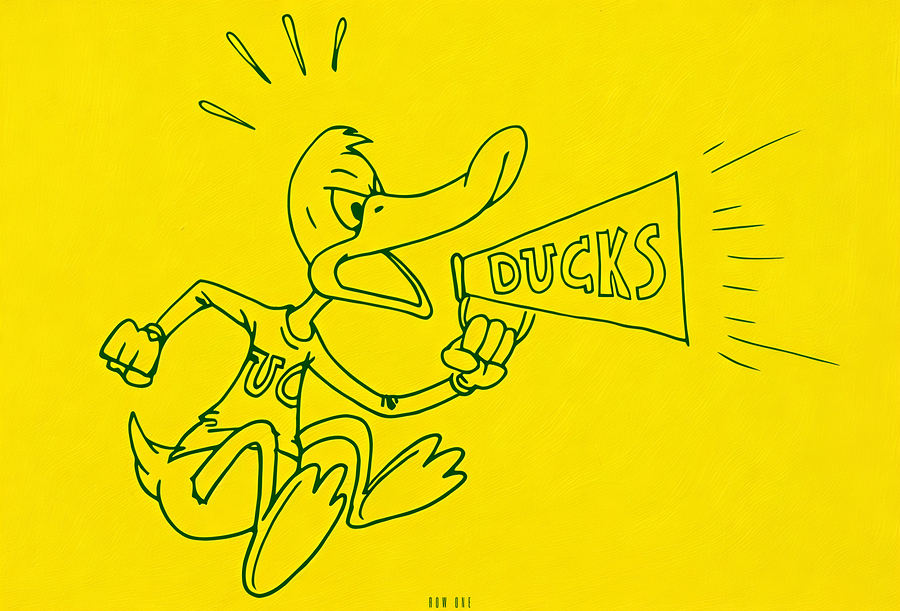 1980s Oregon Duck Cartoon Art by Row One Brand Wall Art