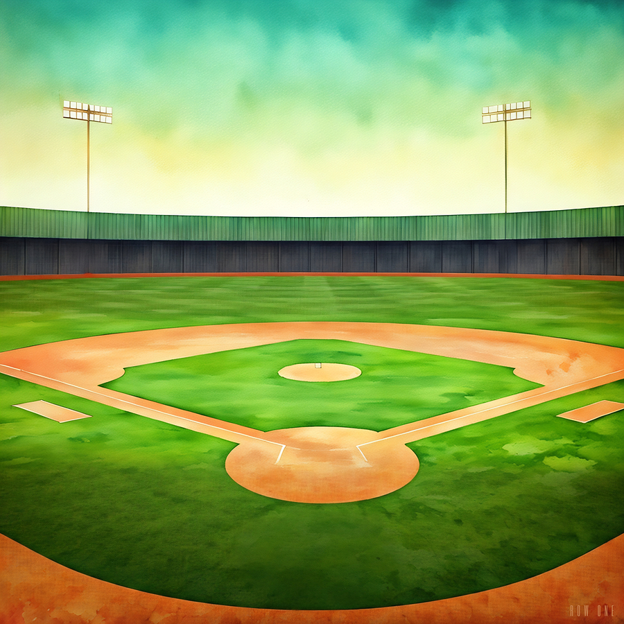 minimalist baseball stadium art by Row One Brand Wall Art
