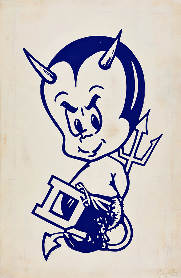 Vintage 1950s Duke Blue Devil Baby Cartoon Art by Row One Brand Wall Art