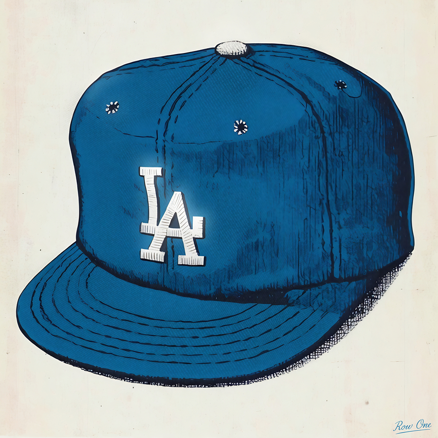 1980s LA Dodgers Throwback Hat Art by Row One Brand Wall Art