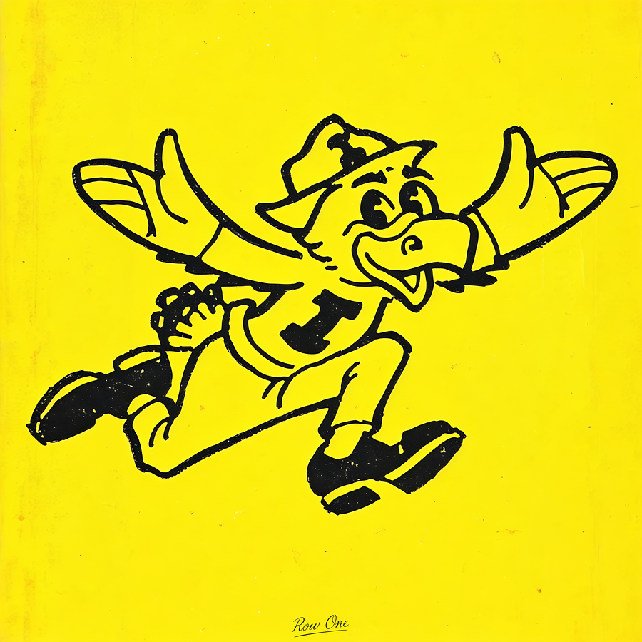 Vintage Iowa Hawkeyes Cartoon Art by Row One Brand Wall Art