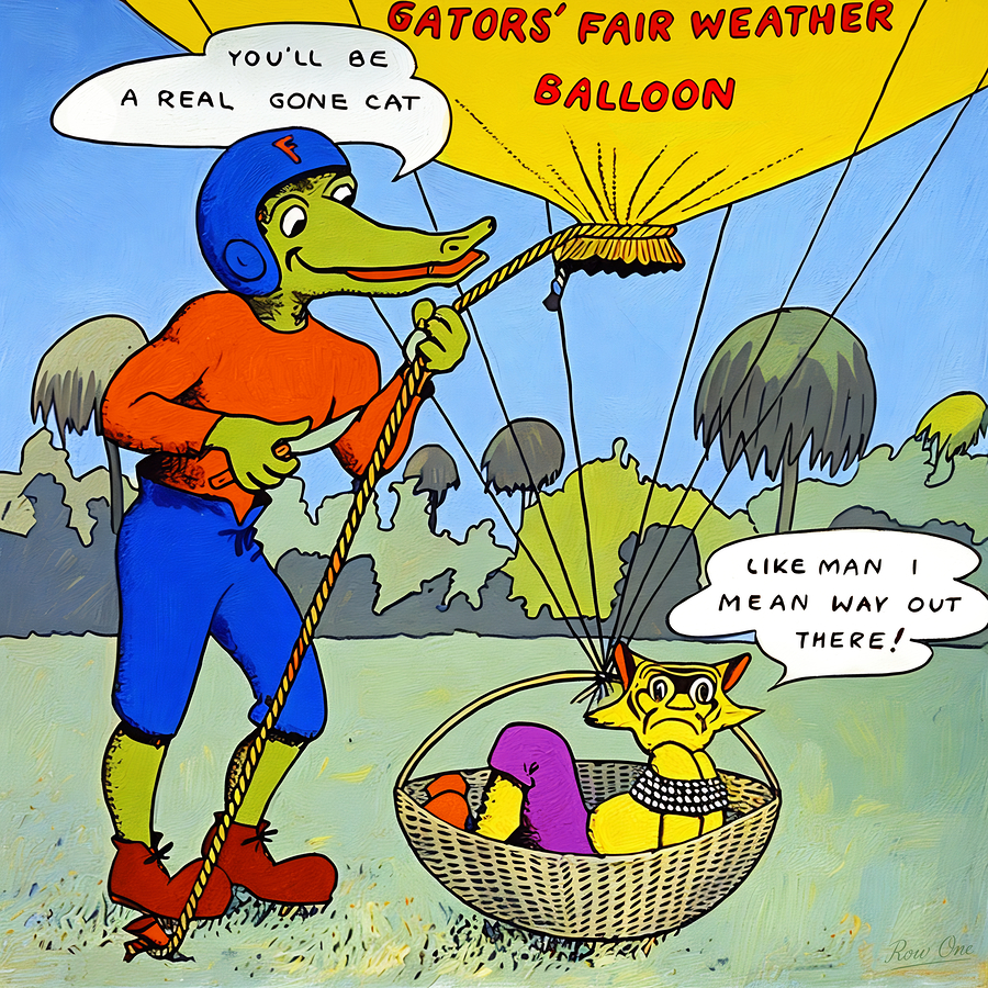 1959 Florida Gator LSU Tiger Cartoon Art by Parramore by Row One Brand ...