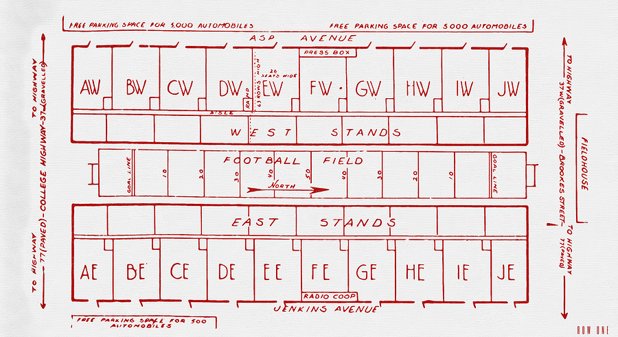 1932 Owen Field Stadium Map by Row One Brand Wall Art
