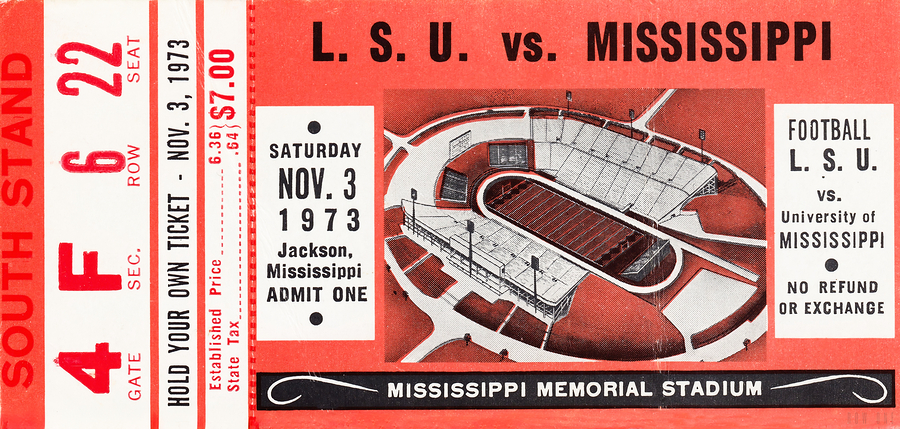 1973 Ole Miss vs. LSU Football Ticket Art by Row One Brand Wall Art