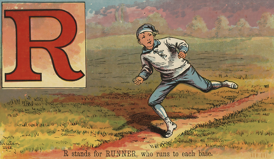 r stands for runner 1885 baseball art by Row One Brand Wall Art