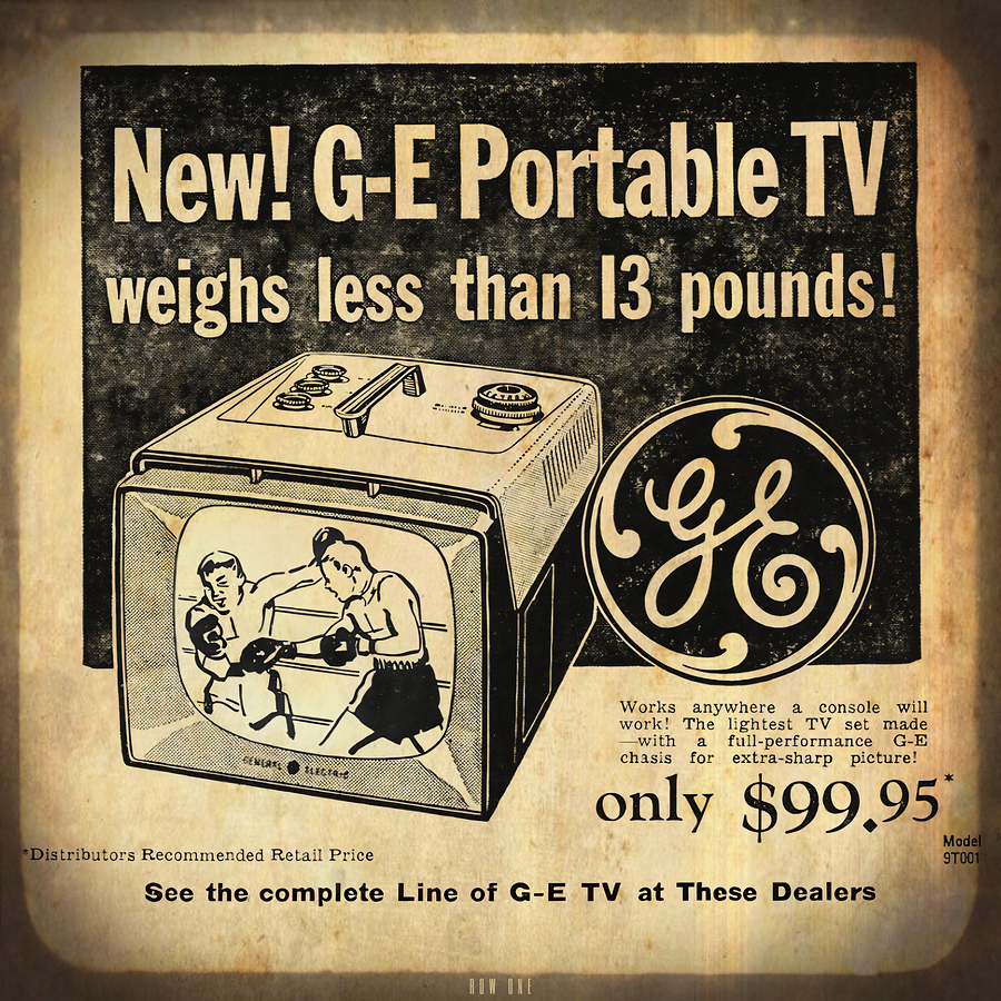 1956 GE TV Set Advertisement Art by Row One Brand Wall Art