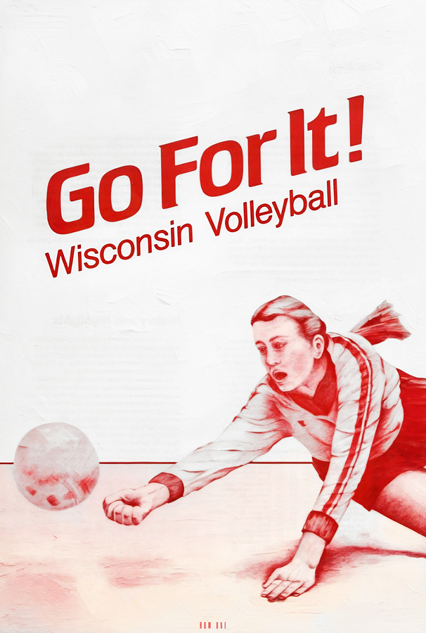 1980s wisconsin badgers womens volleyball art by Row One Brand Wall Art