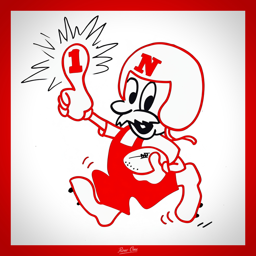 1970s Nebraska Football Cartoon Art by Row One Brand Wall Art