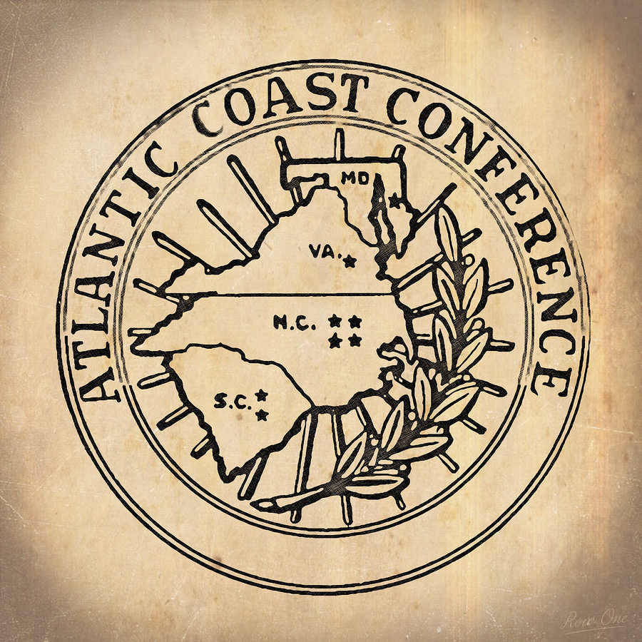 1960s Atlantic Coast Conference Map Art by Row One Brand Wall Art