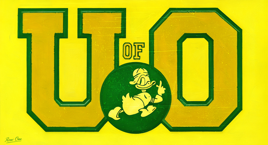 Vintage U of O Oregon Duck Cartoon Art by Row One Brand Wall Art