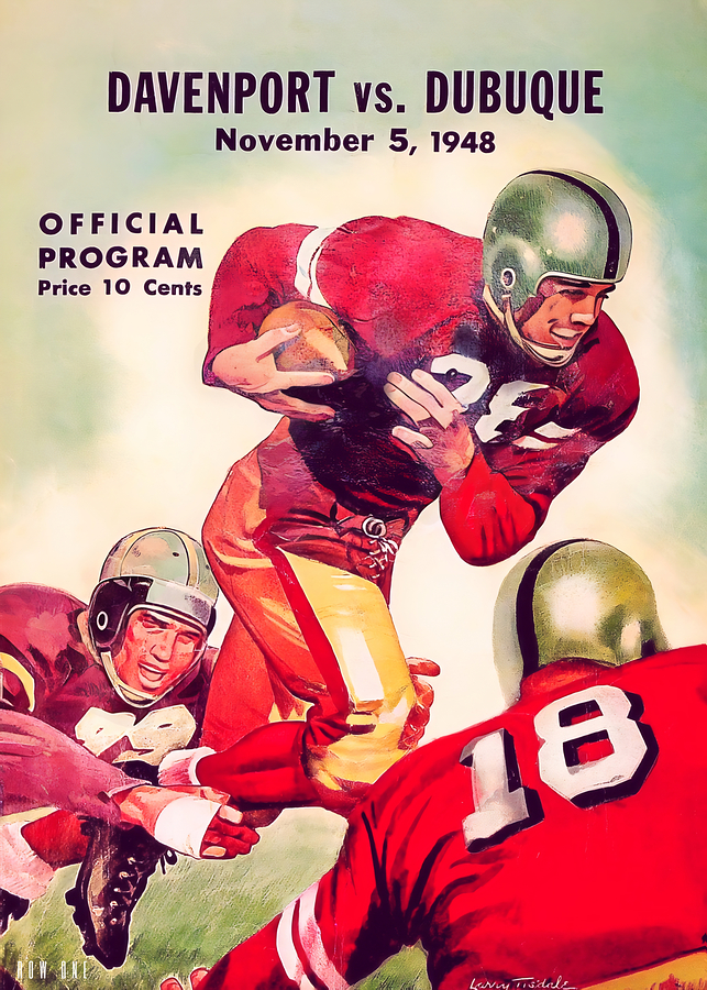 1948 Davenport vs. Dubuque Football Program Cover Art by Row One Brand ...