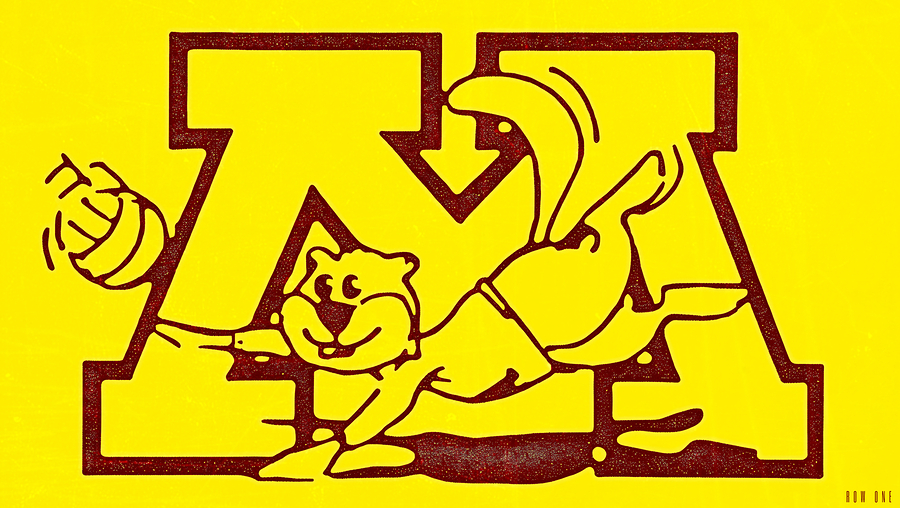 Vintage Minnesota Golden Gopher Volleyball Cartoon Art by Row One Brand ...
