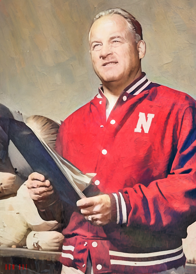 bob devaney nebraska football coach art by Row One Brand Wall Art