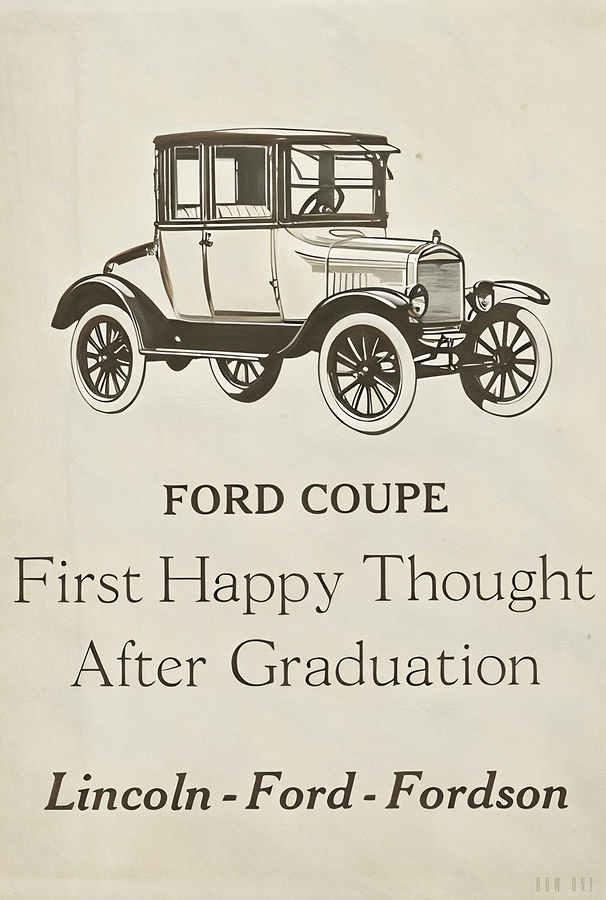 1920s ford coupe ad by Row One Brand Wall Art