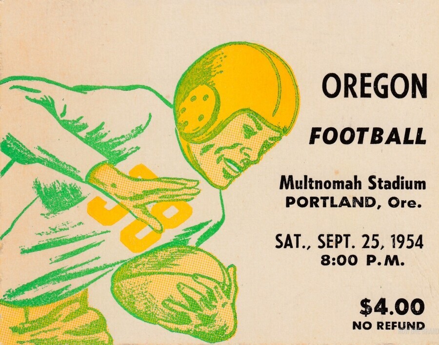 Vintage College Football Art Oregon Ducks Wall Art Ticket Stub ...