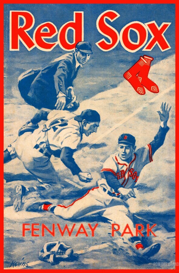 Vintage Red Sox Poster Baseball Gift by Row One Brand Wall Art