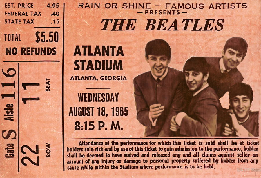 1965 Beatles Concert Ticket Stub Wall Art by Row One Brand Wall Art