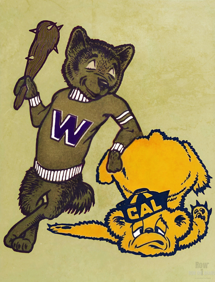 Vintage Washington Husky Cal Bear Cartoon Art by Row One Brand Wall Art