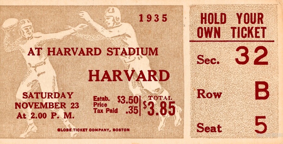 harvard football ticket art by Row One Brand Wall Art