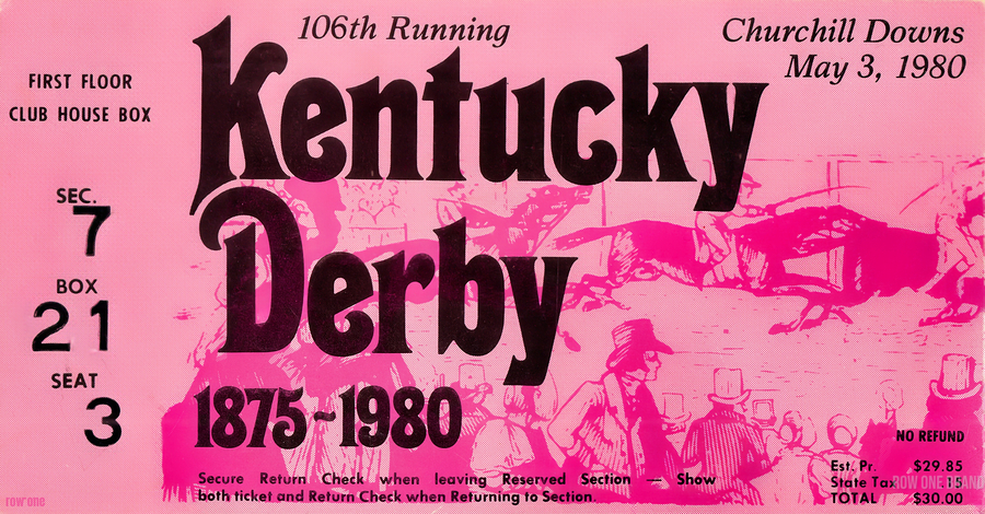 1980 Kentucky Derby Ticket Stub Art by Row One Brand Wall Art